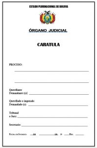 MODELO DE CARATULA JUDICIAL BOLIVIA 2025